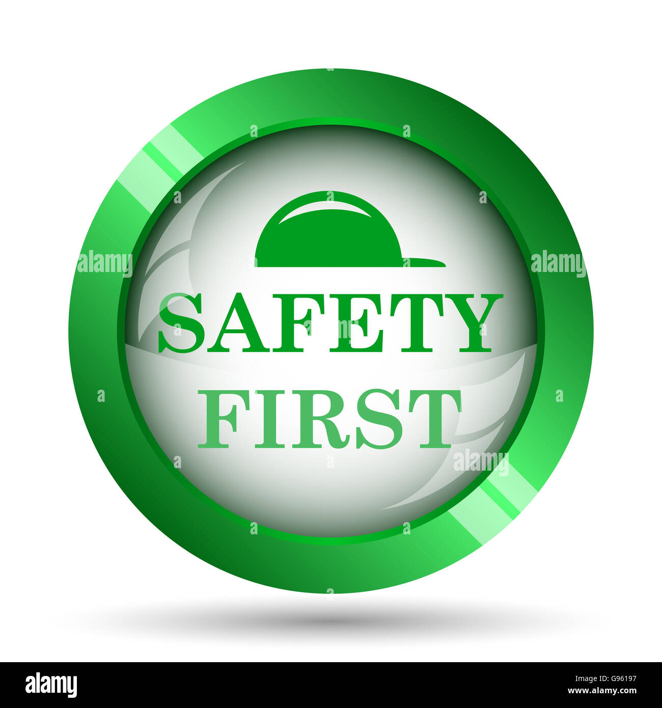 Safety first icon. Internet button on white background Stock Photo - Alamy