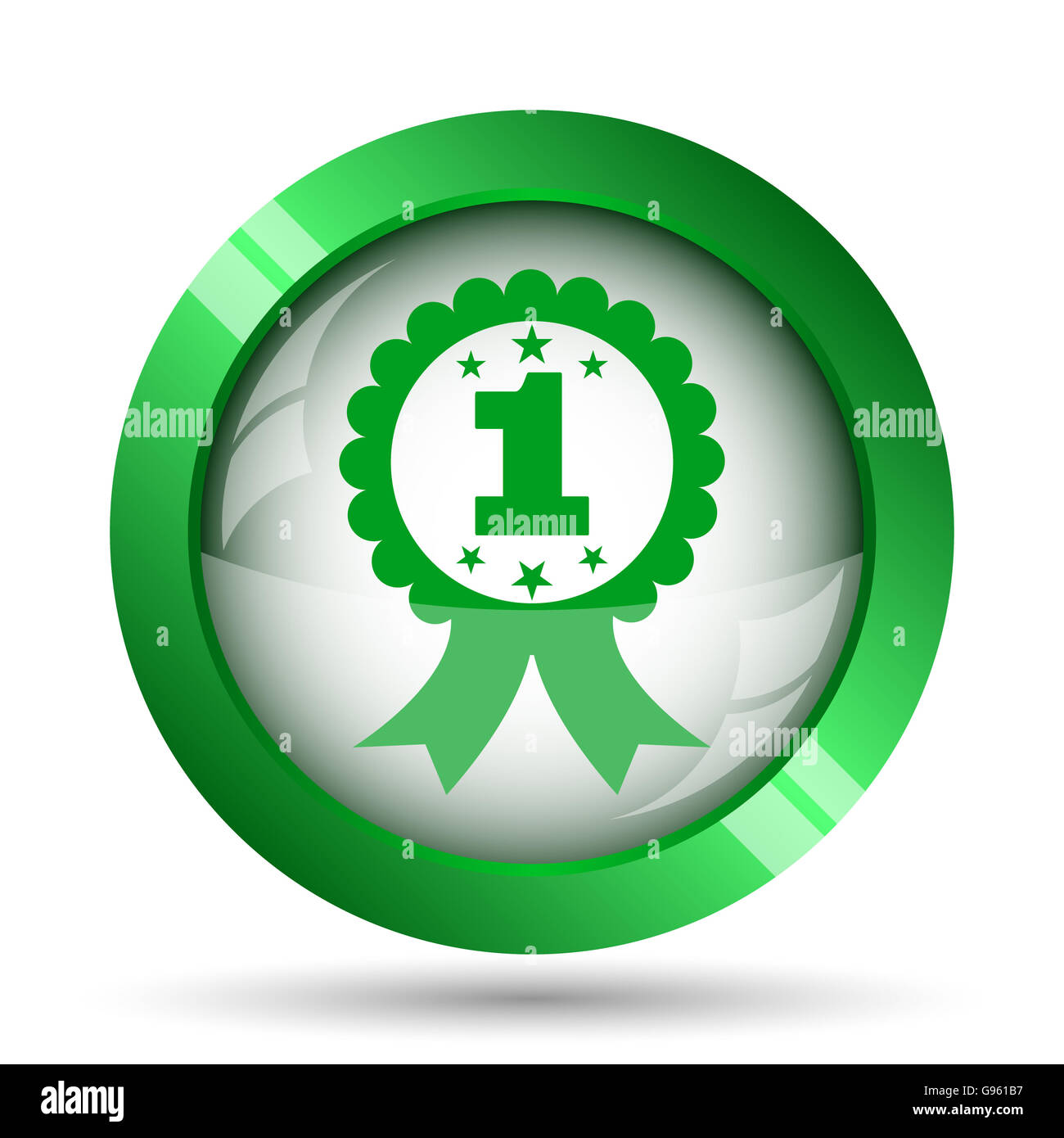 First prize ribbon icon. Internet button on white background Stock ...