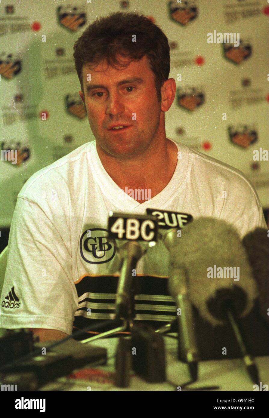 Australian captain Mark Taylor at the press conference after the draw ...