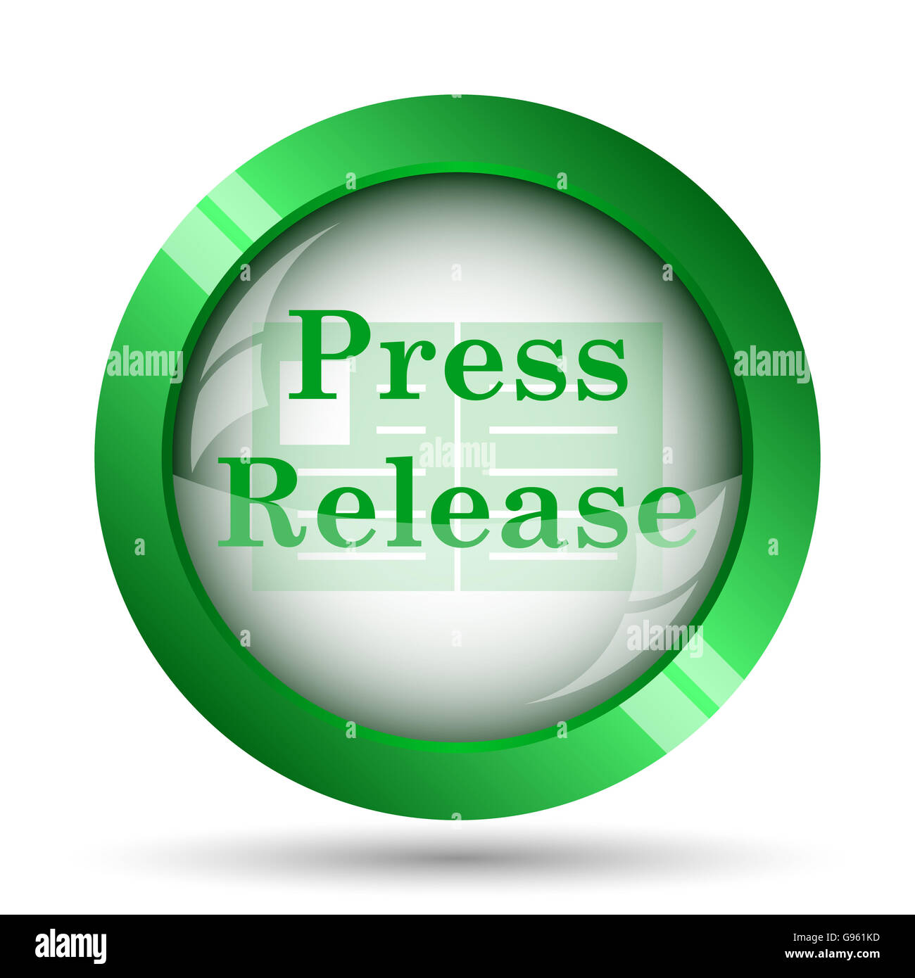 Press release icon. Internet button on white background Stock Photo - Alamy