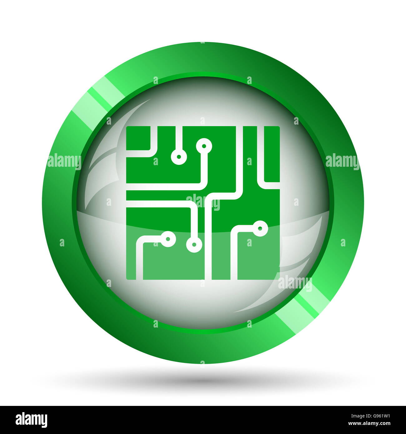 Circuit board icon. Internet button on white background Stock Photo - Alamy
