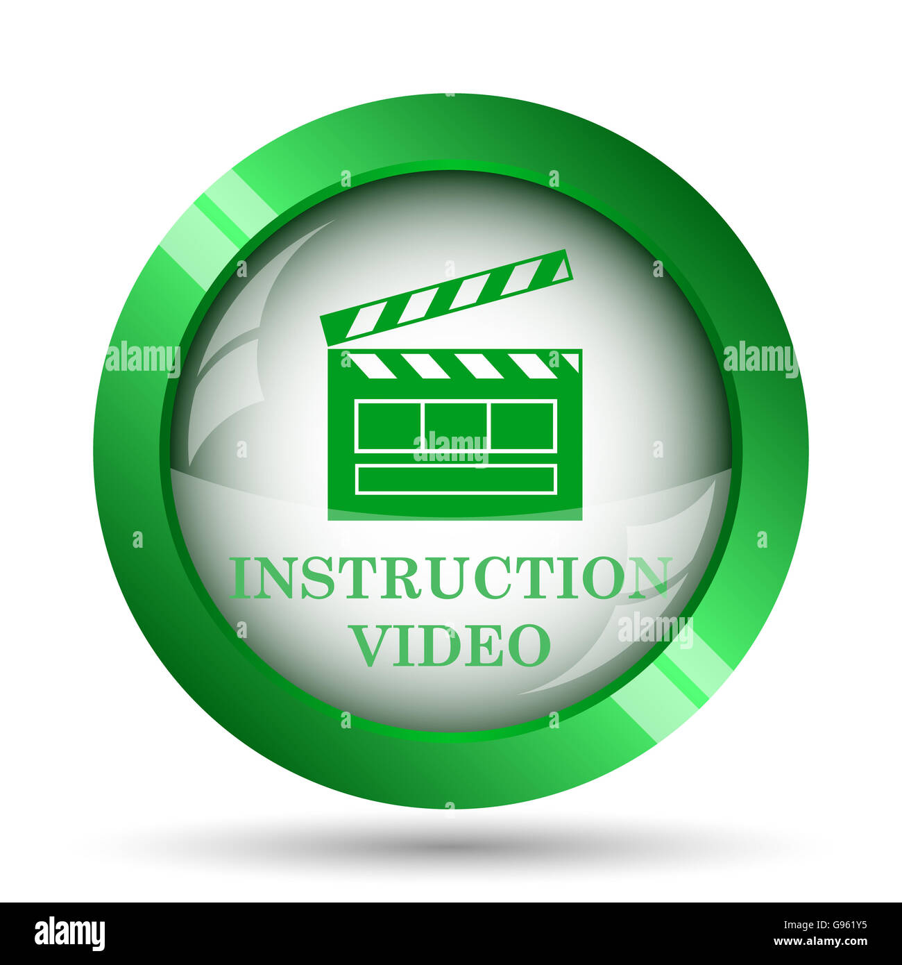 Instruction video icon. Internet button on white background Stock Photo ...