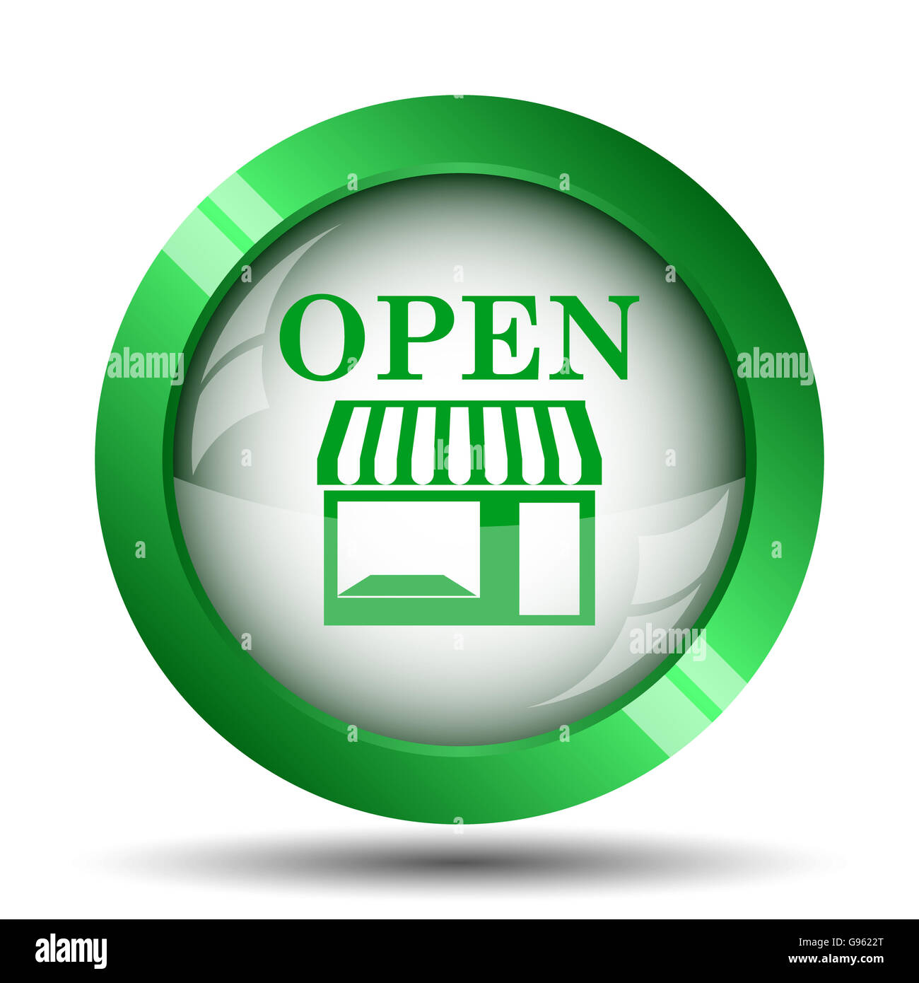 Open store icon. Internet button on white background Stock Photo - Alamy