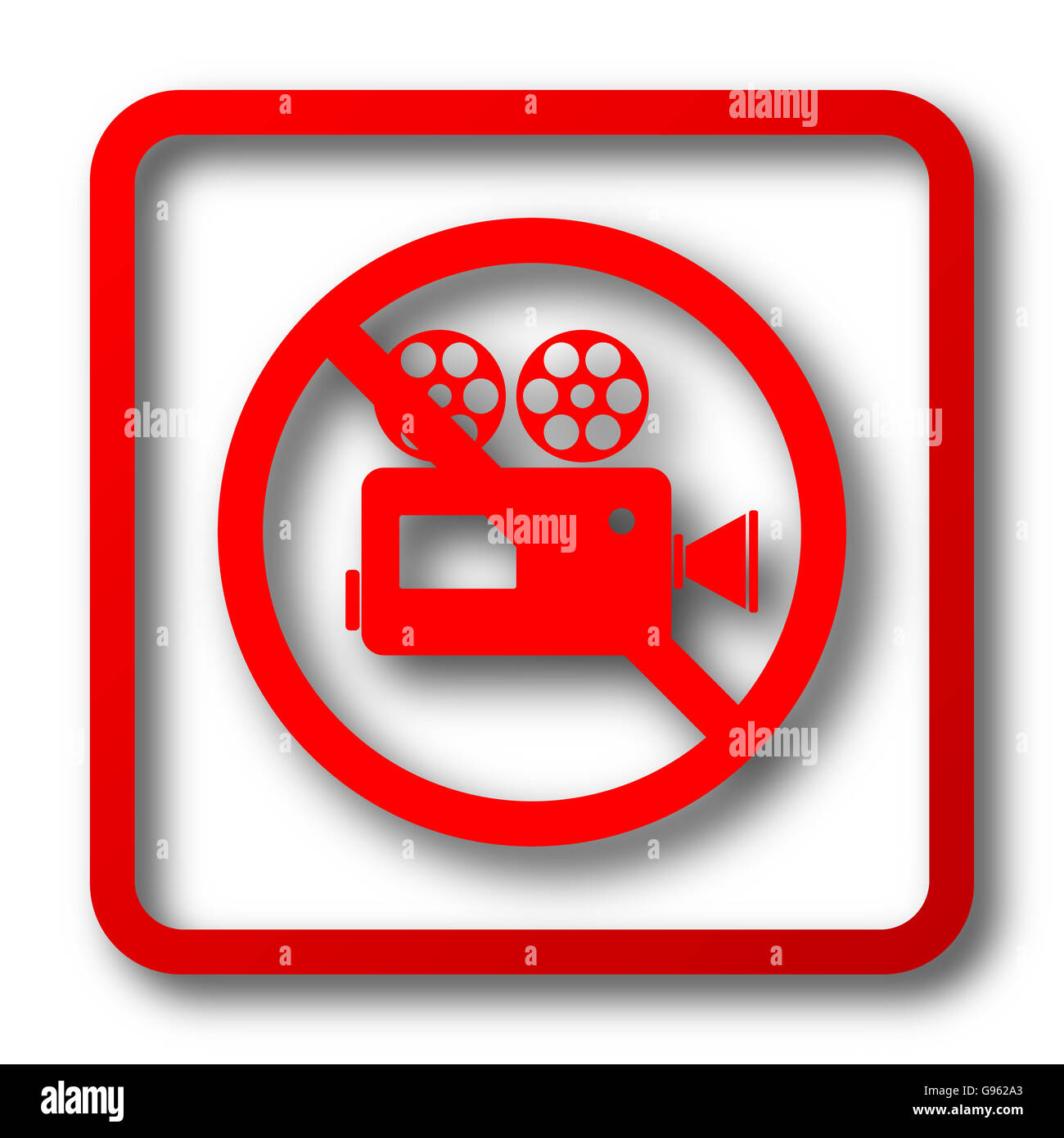 Forbidden video camera icon. Internet button on white background Stock ...