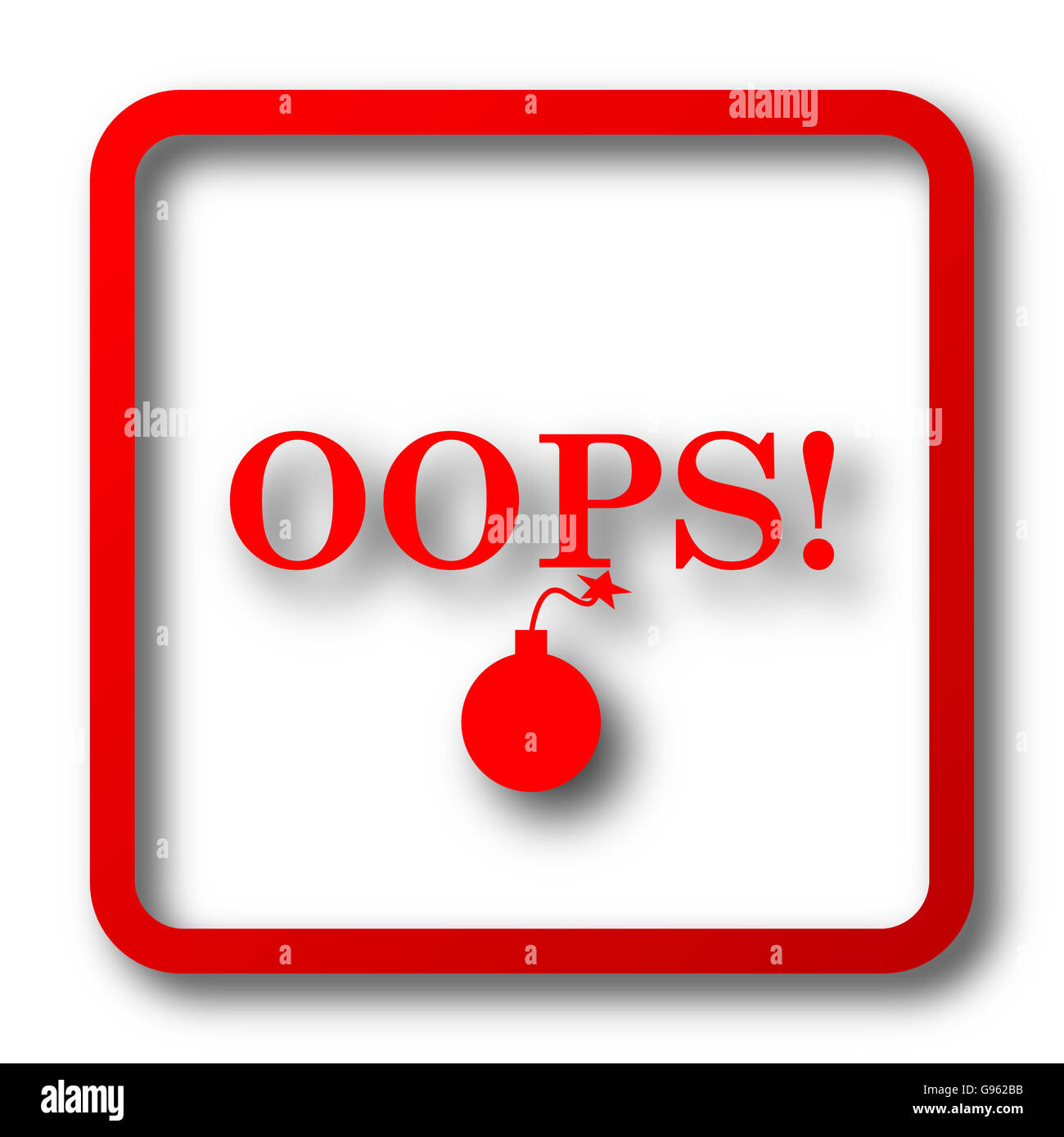 Oops icon. Internet button on white background Stock Photo - Alamy