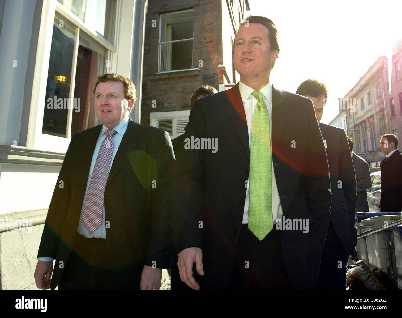 Leader of the Conservative party David Cameron MP (right) and David ...
