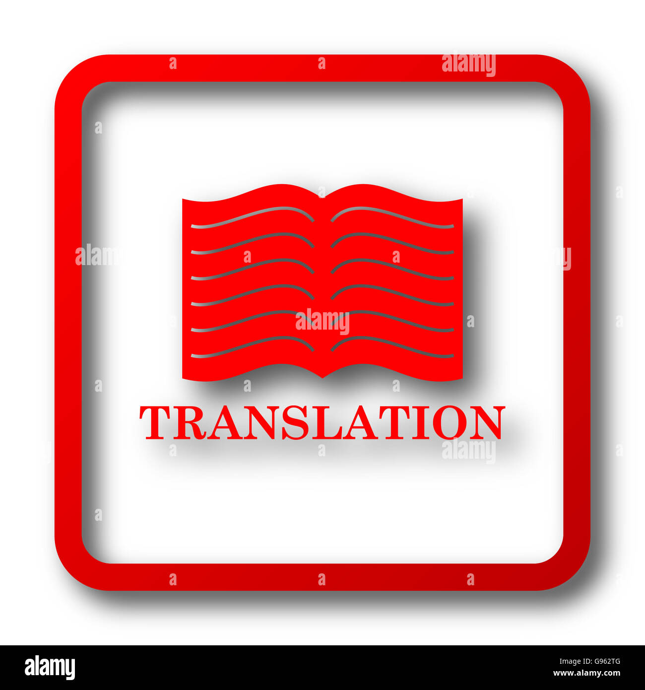 Translation book icon. Internet button on white background Stock Photo ...