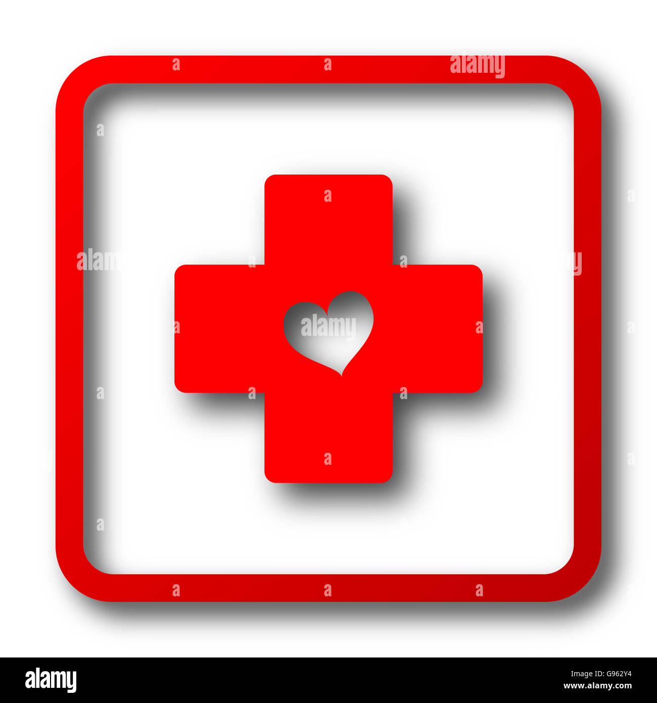 Cross with heart icon. Internet button on white background Stock Photo ...