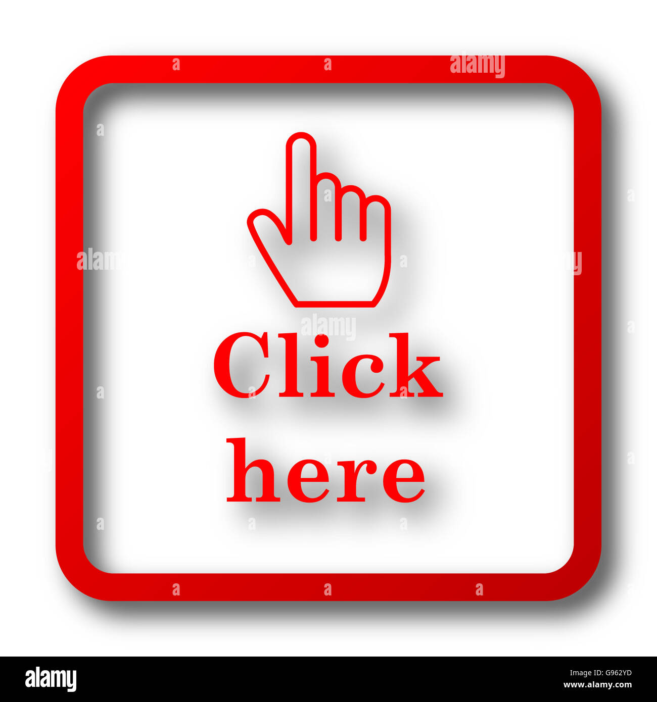 Click here icon. Internet button on white background Stock Photo - Alamy