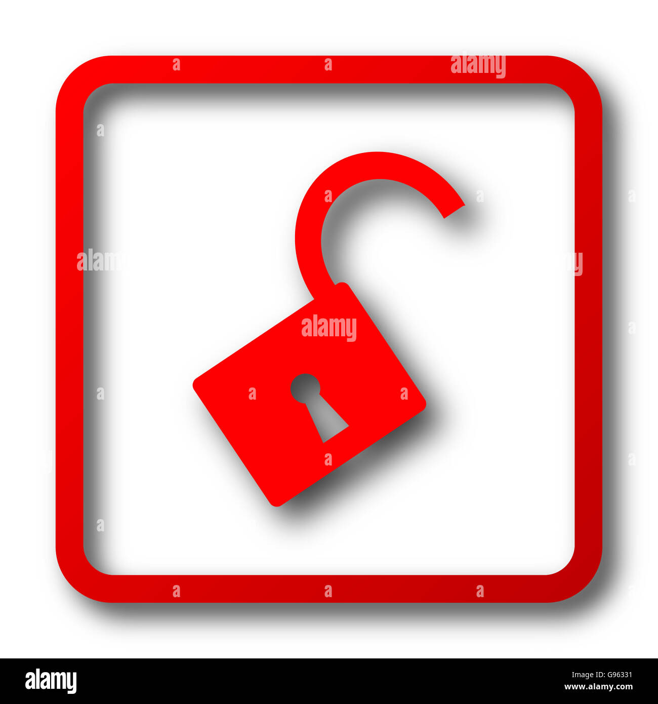 Open lock icon. Internet button on white background Stock Photo - Alamy