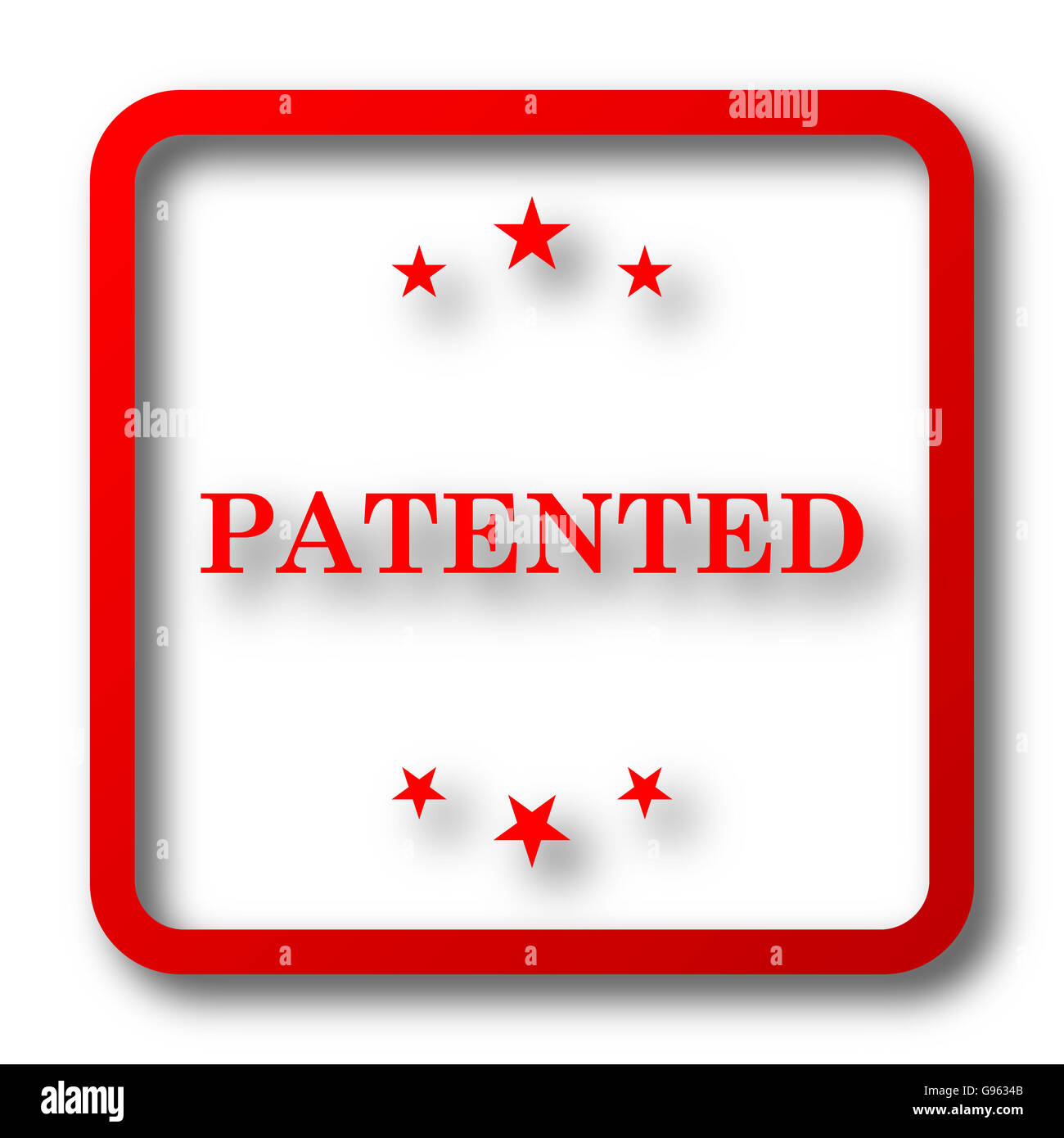 Patented icon. Internet button on white background Stock Photo - Alamy