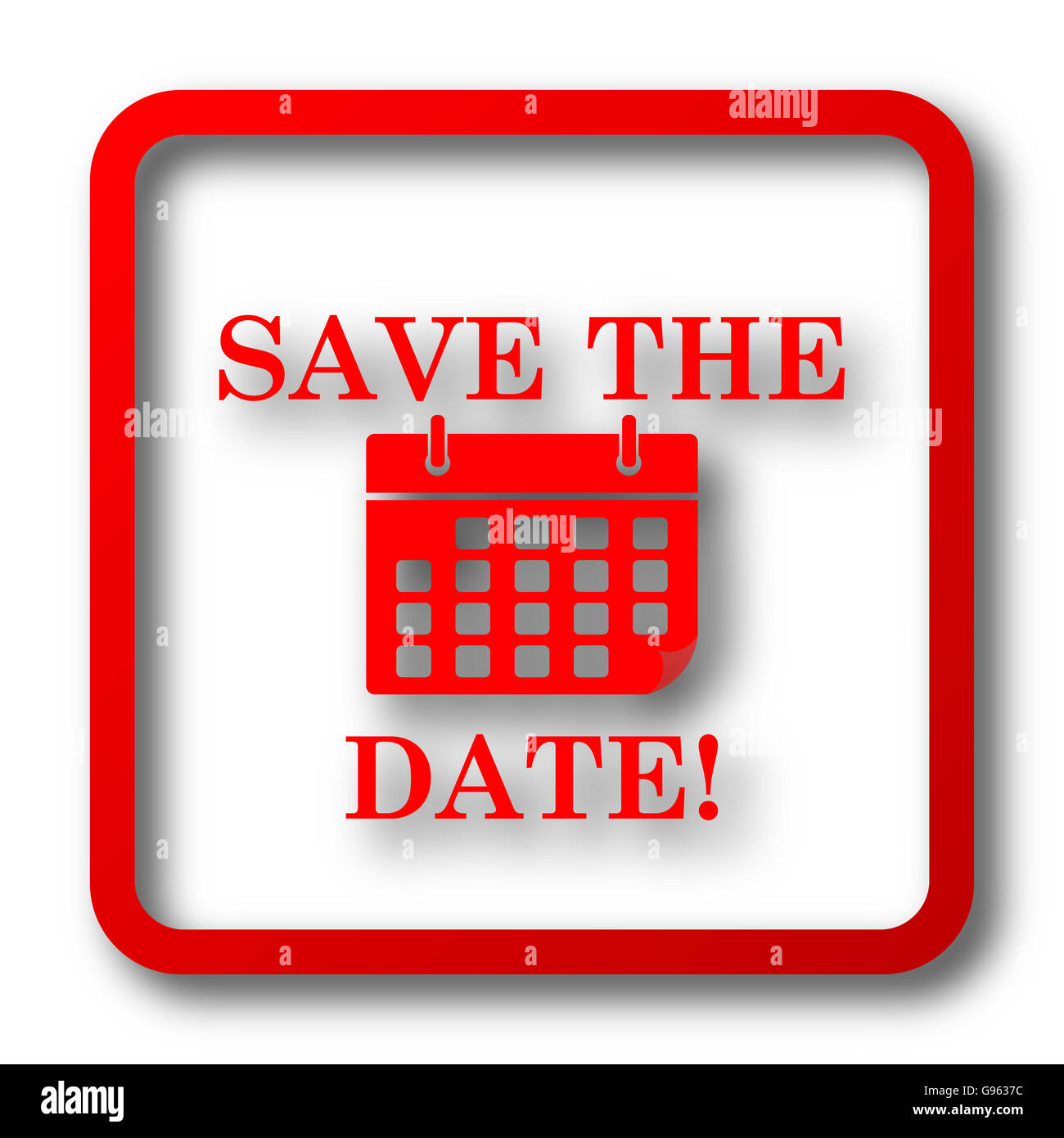 Save the date icon. Internet button on white background Stock Photo - Alamy