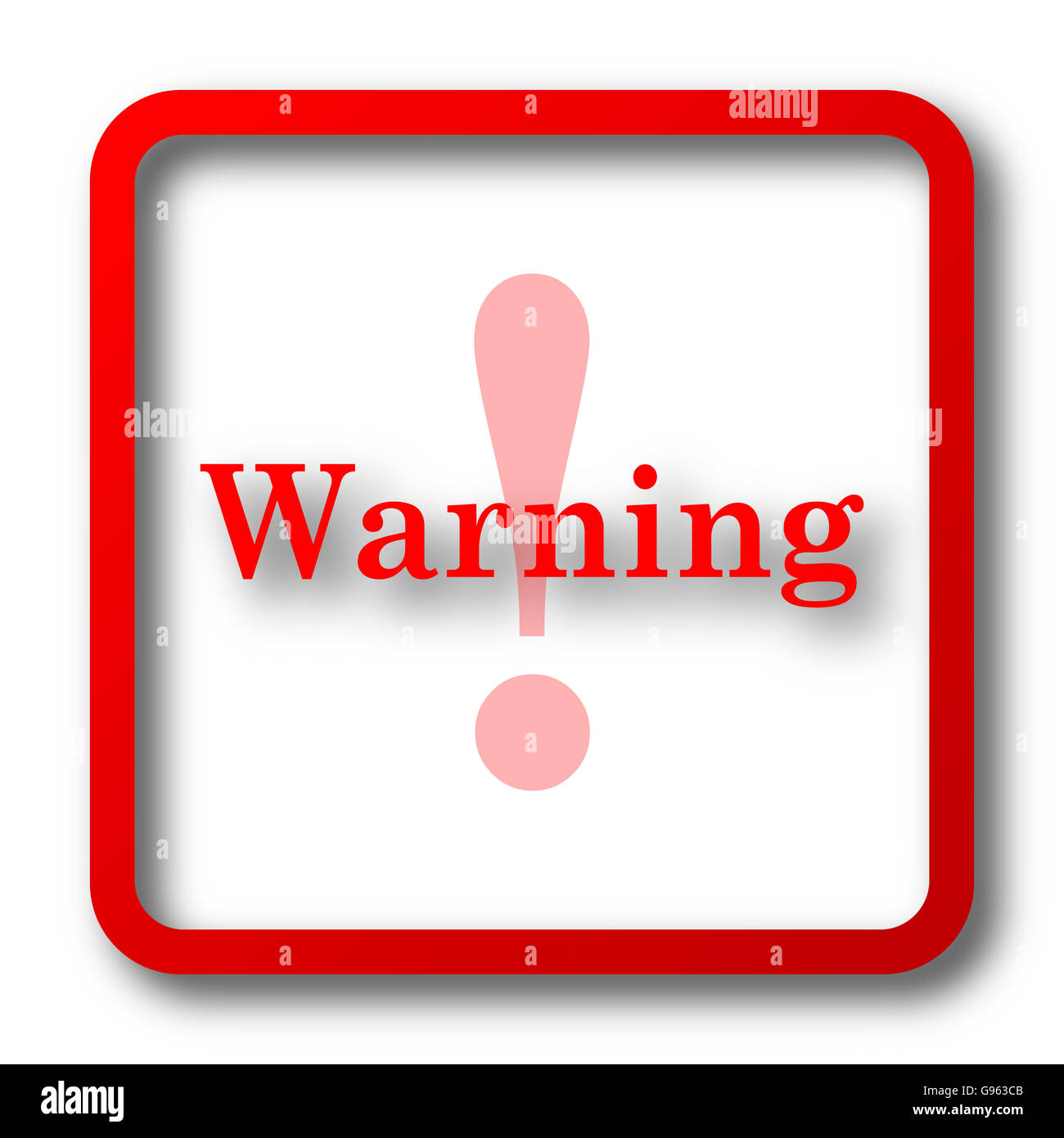 Warning icon. Internet button on white background Stock Photo - Alamy