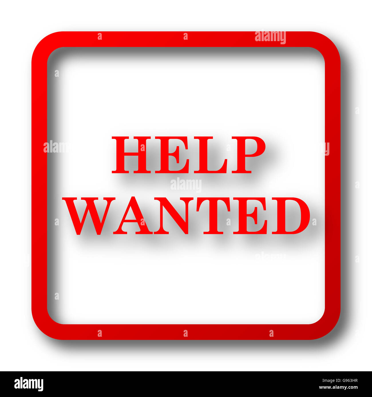 Help wanted icon. Internet button on white background Stock Photo - Alamy