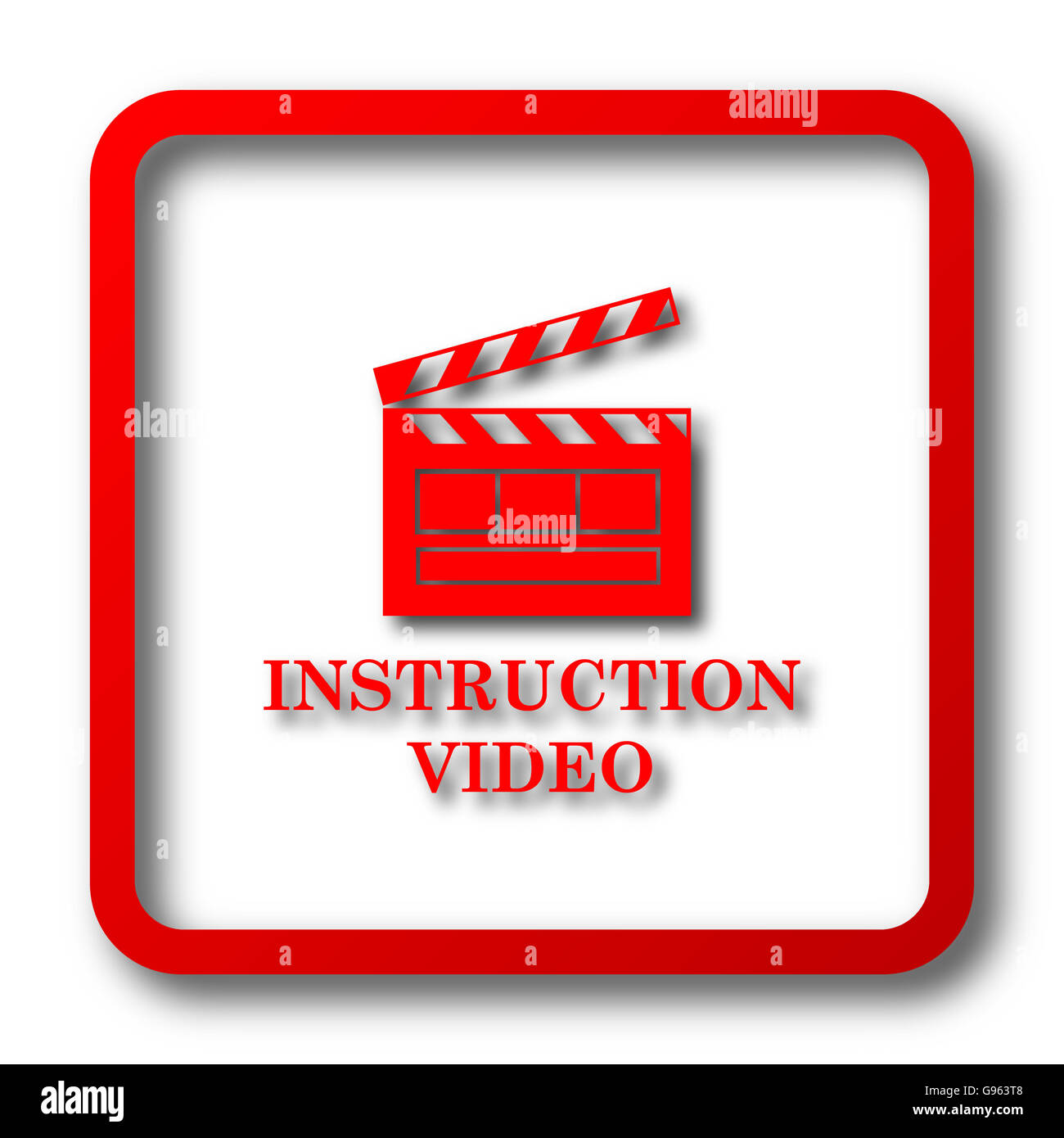 Instruction video icon. Internet button on white background Stock Photo ...