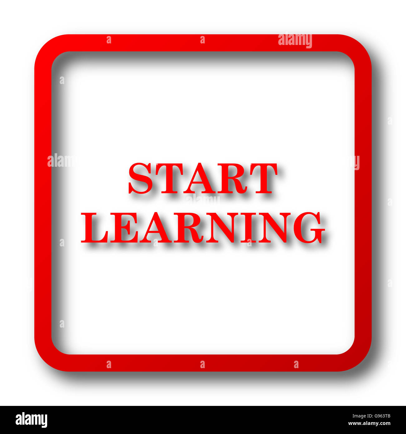 Start learn icon. Internet button on white background Stock Photo - Alamy