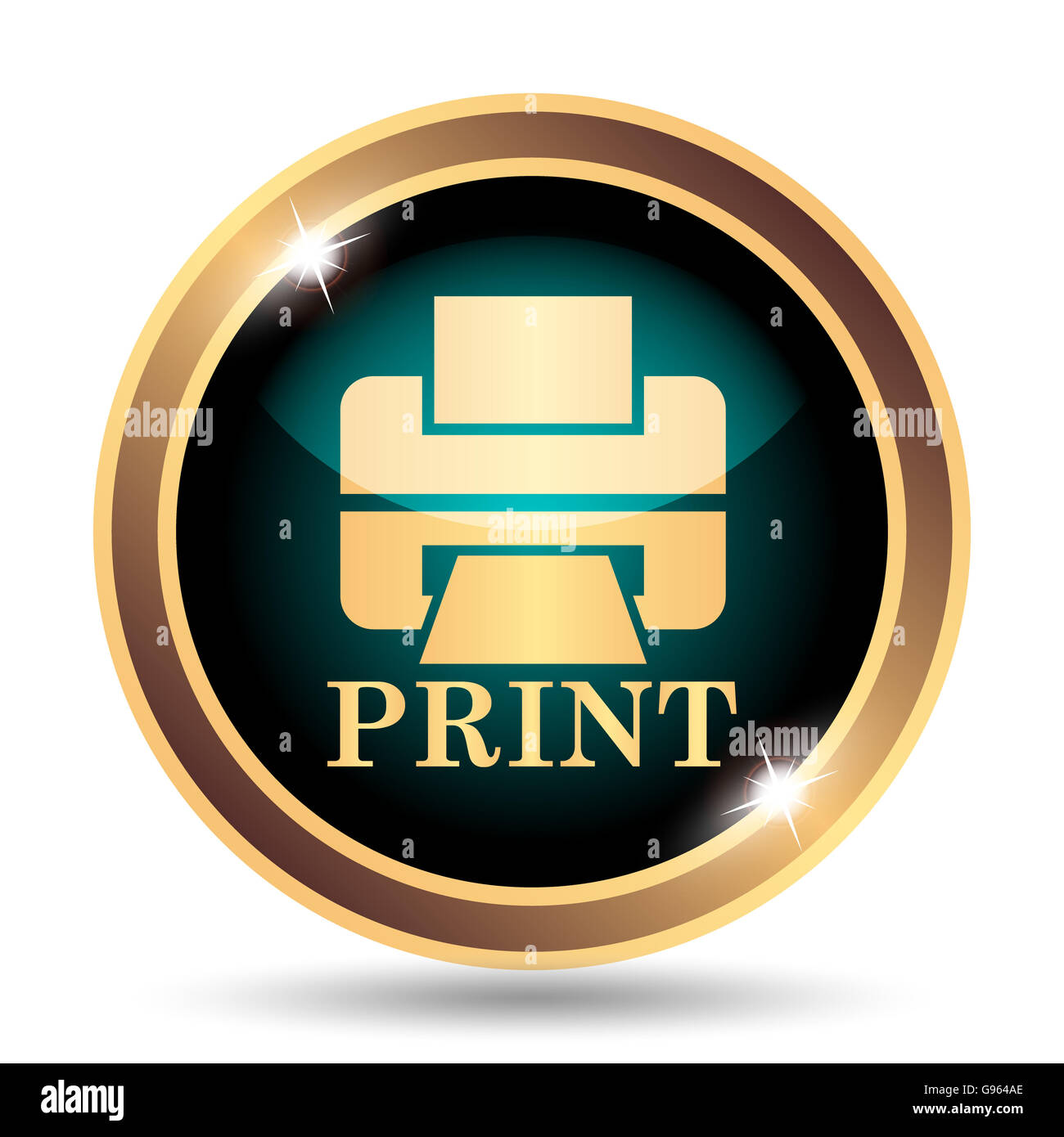 Printer with word PRINT icon. Internet button on white background Stock ...