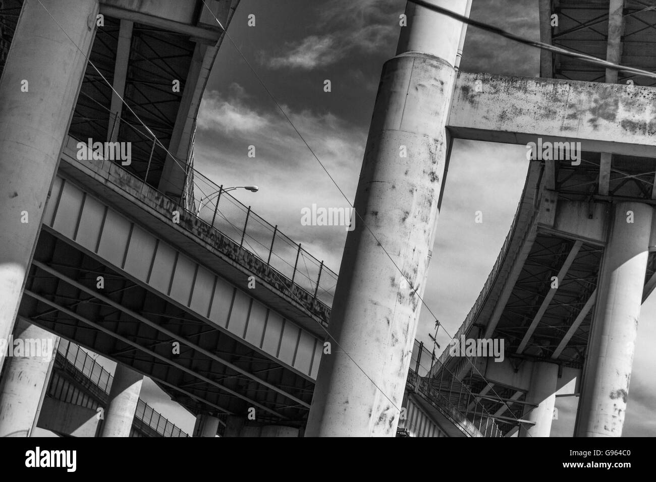 Freeways crisscross at this interchange near downtown Portland, Oregon ...