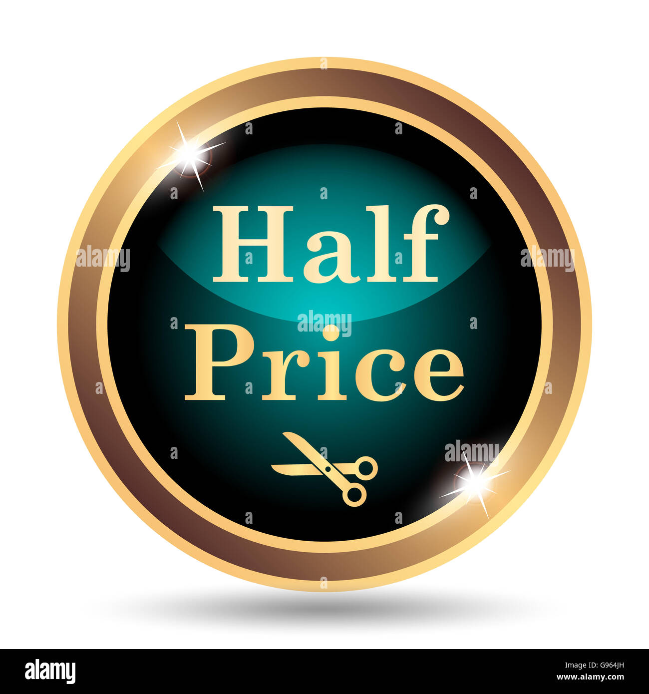 Half price icon. Internet button on white background Stock Photo - Alamy