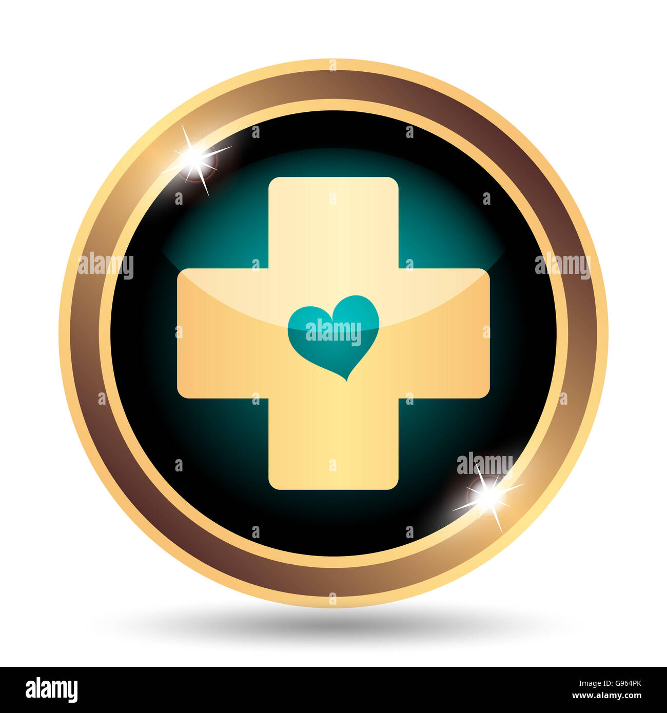 Cross with heart icon. Internet button on white background Stock Photo ...