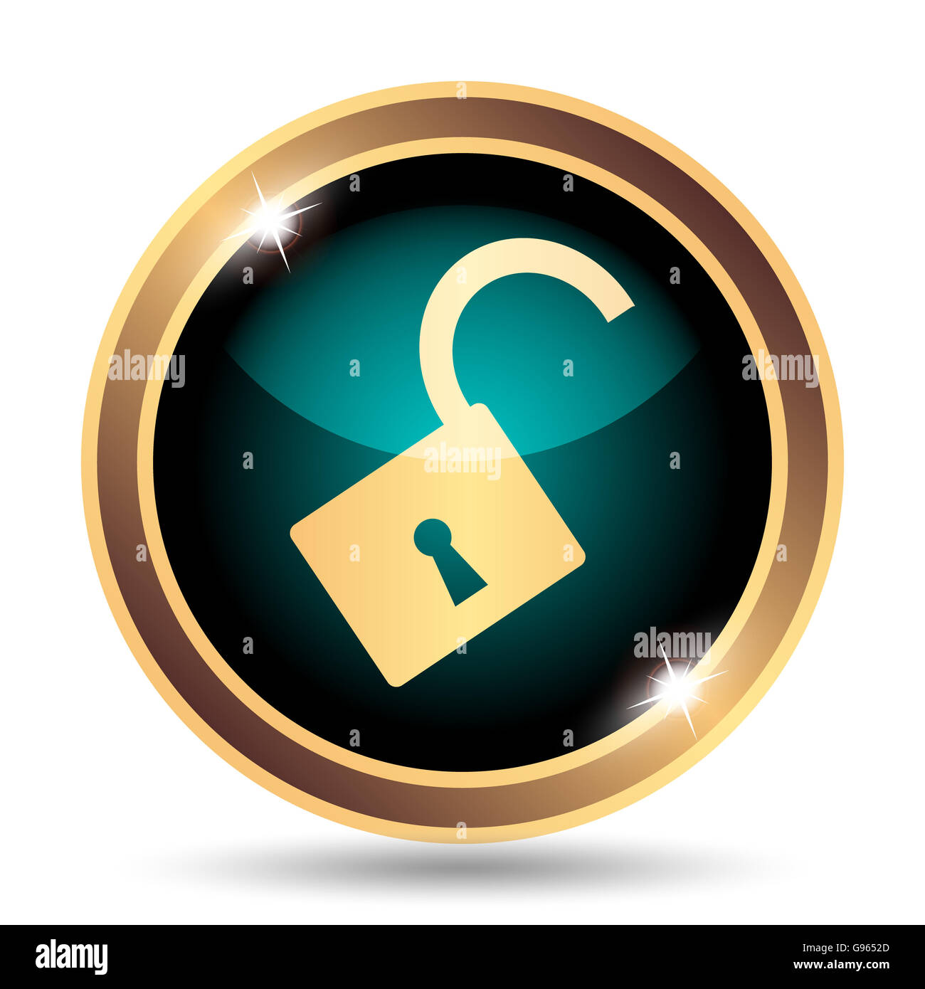 Open lock icon. Internet button on white background Stock Photo - Alamy