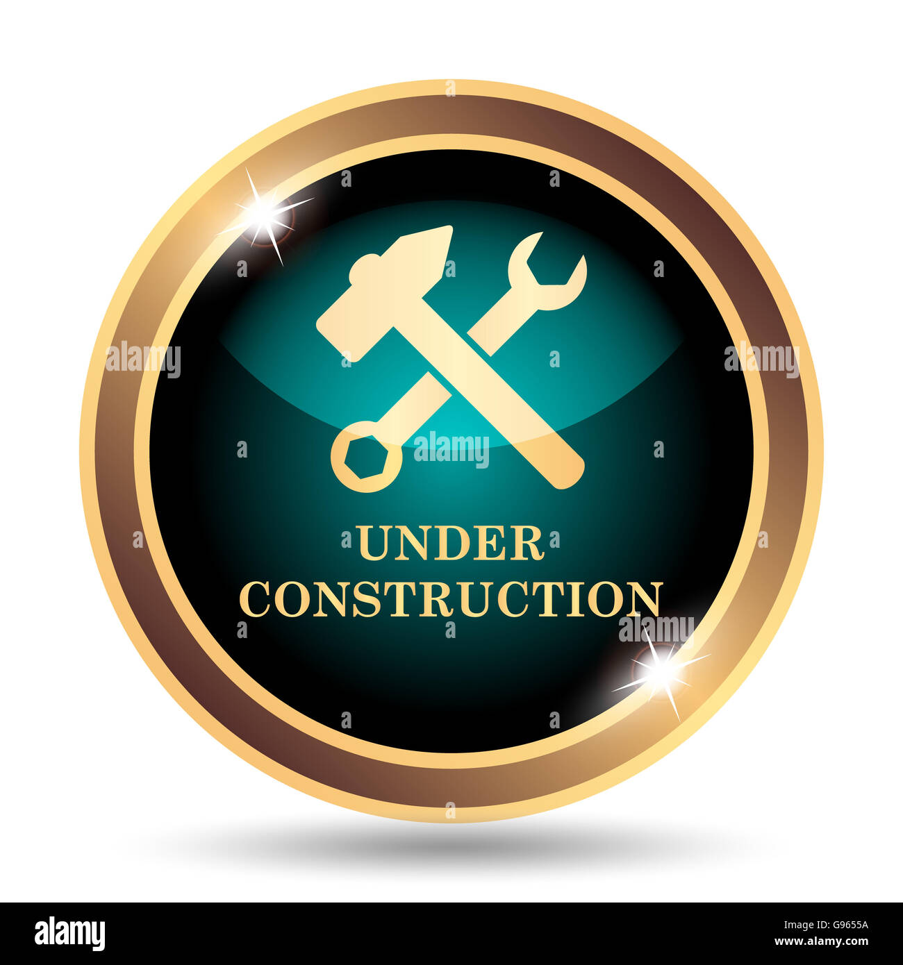 Under construction icon. Internet button on white background Stock ...