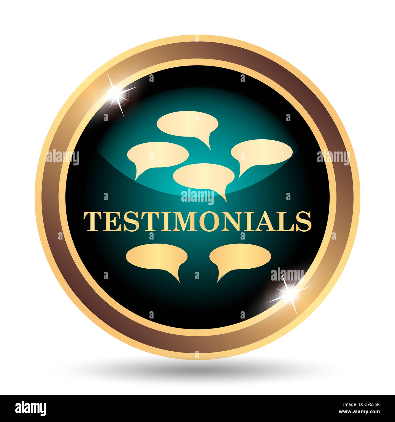 Testimonials icon. Internet button on white background Stock Photo - Alamy