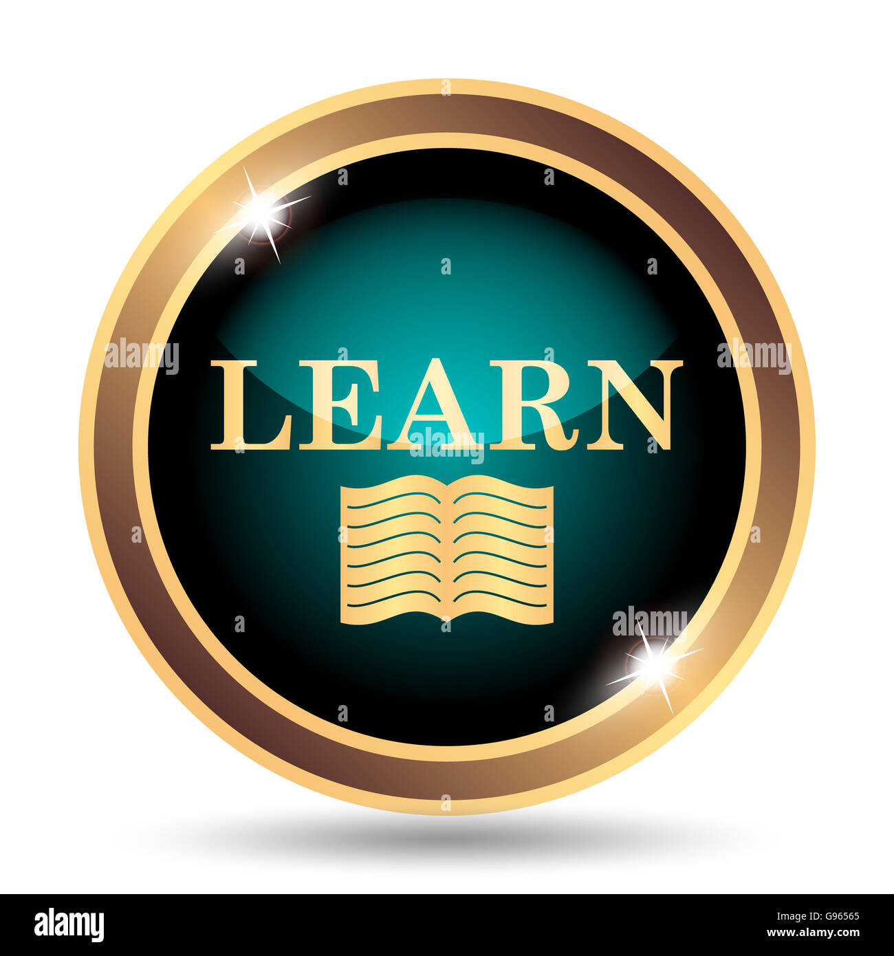 Learn icon. Internet button on white background Stock Photo - Alamy
