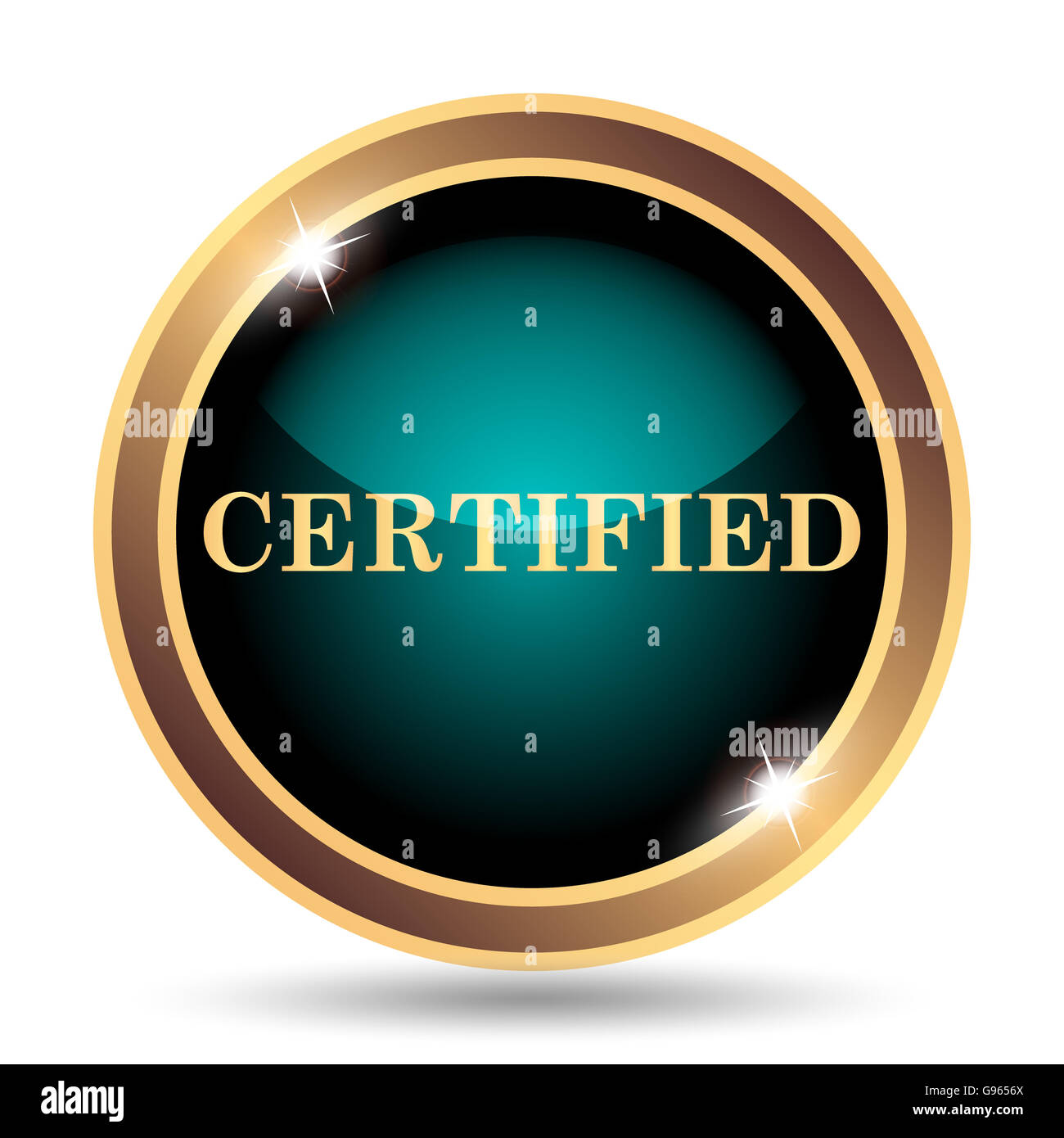Certified icon. Internet button on white background Stock Photo - Alamy