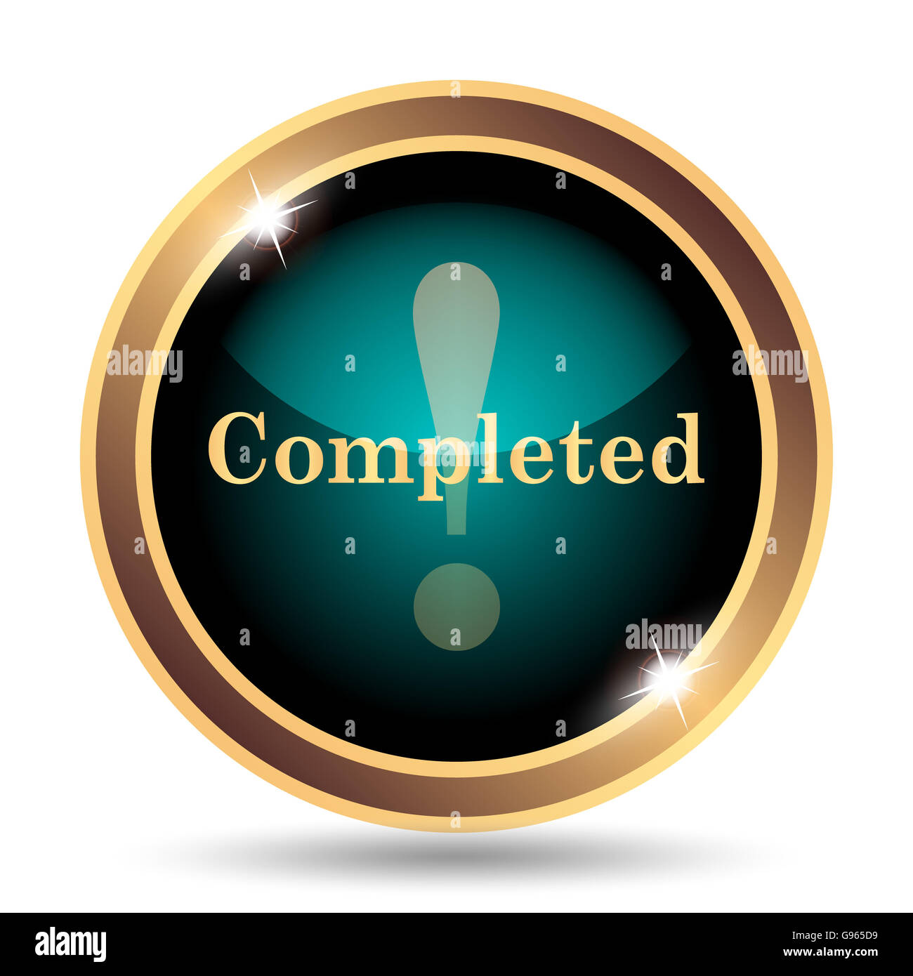 Completed icon. Internet button on white background Stock Photo - Alamy