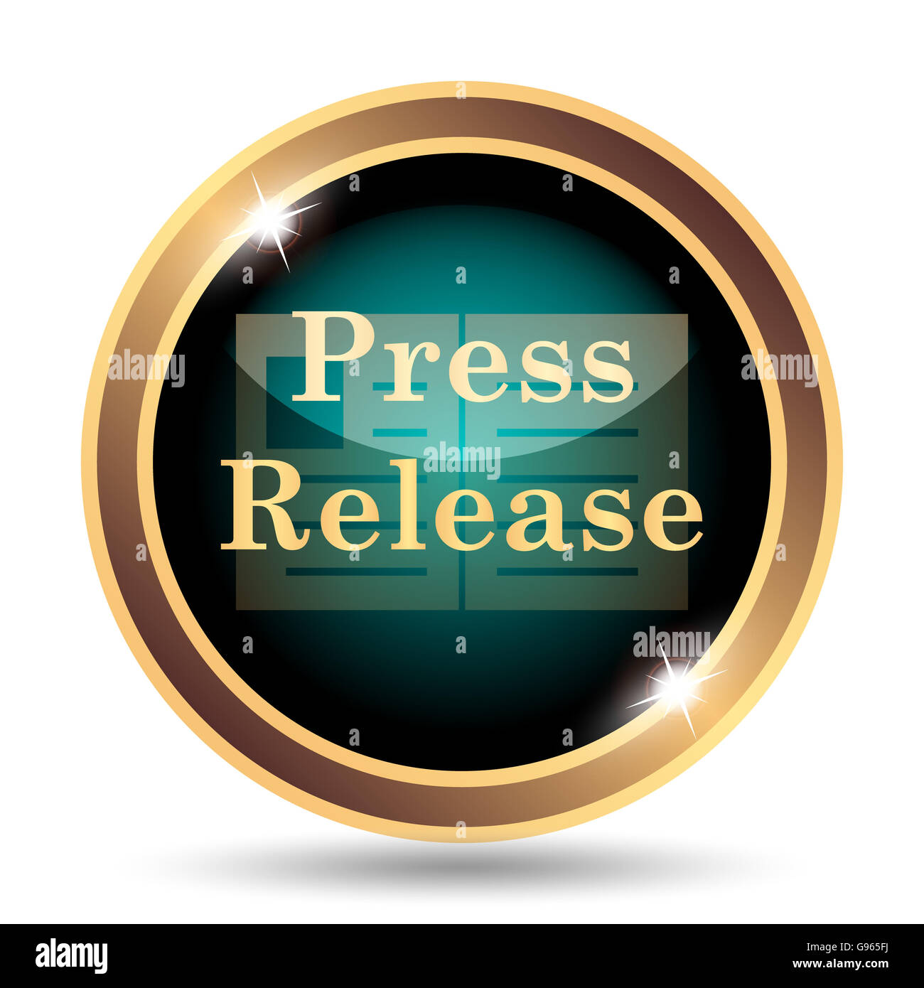 Press release icon. Internet button on white background Stock Photo - Alamy