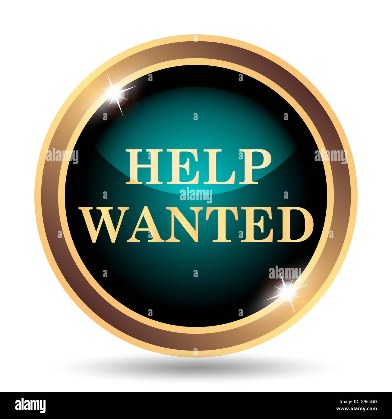 Help wanted icon. Internet button on white background Stock Photo - Alamy