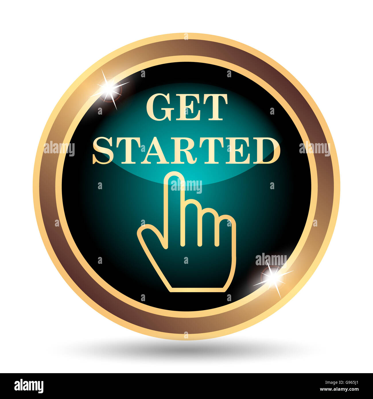 Get started icon. Internet button on white background Stock Photo - Alamy