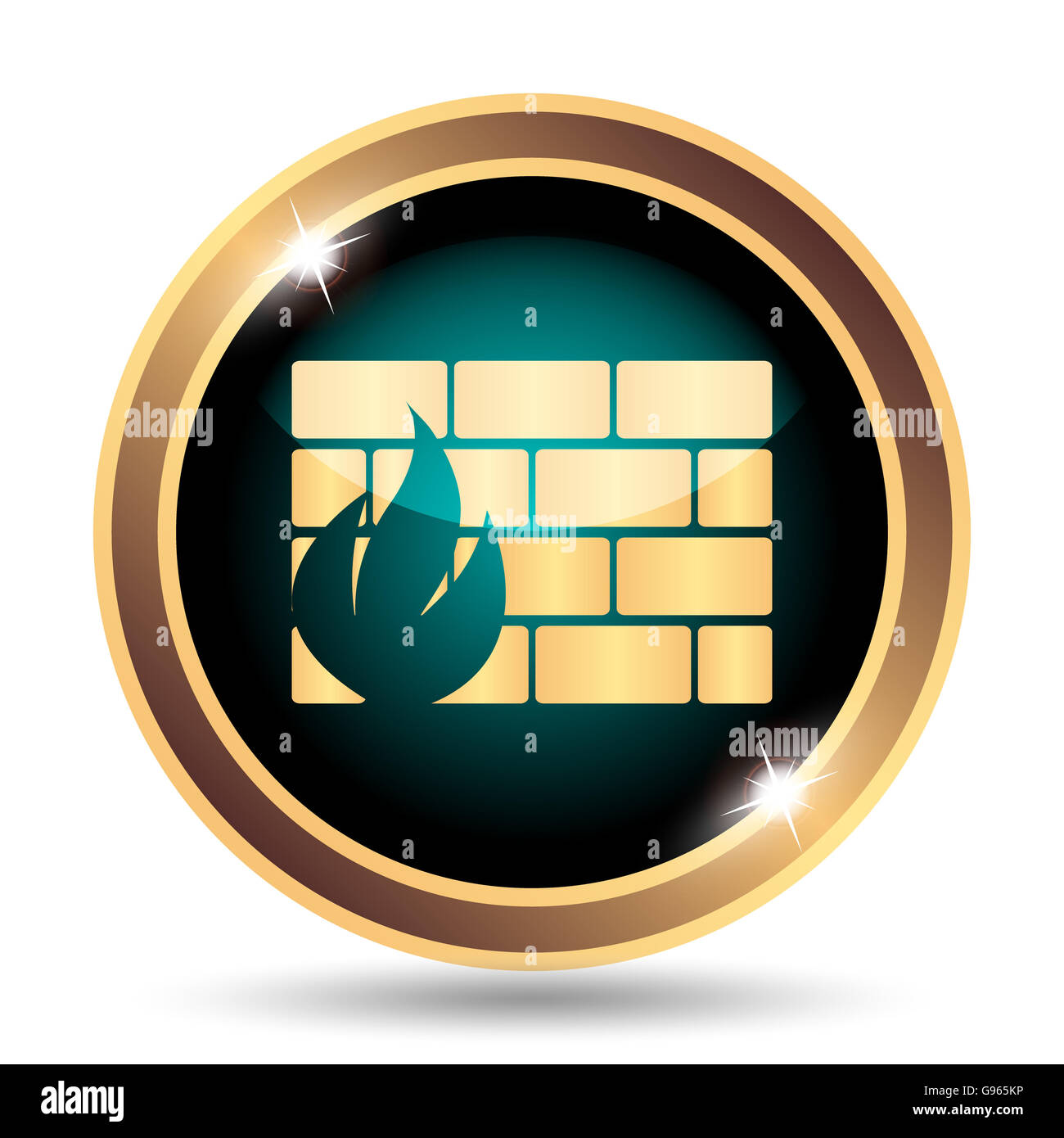 Firewall icon. Internet button on white background Stock Photo - Alamy