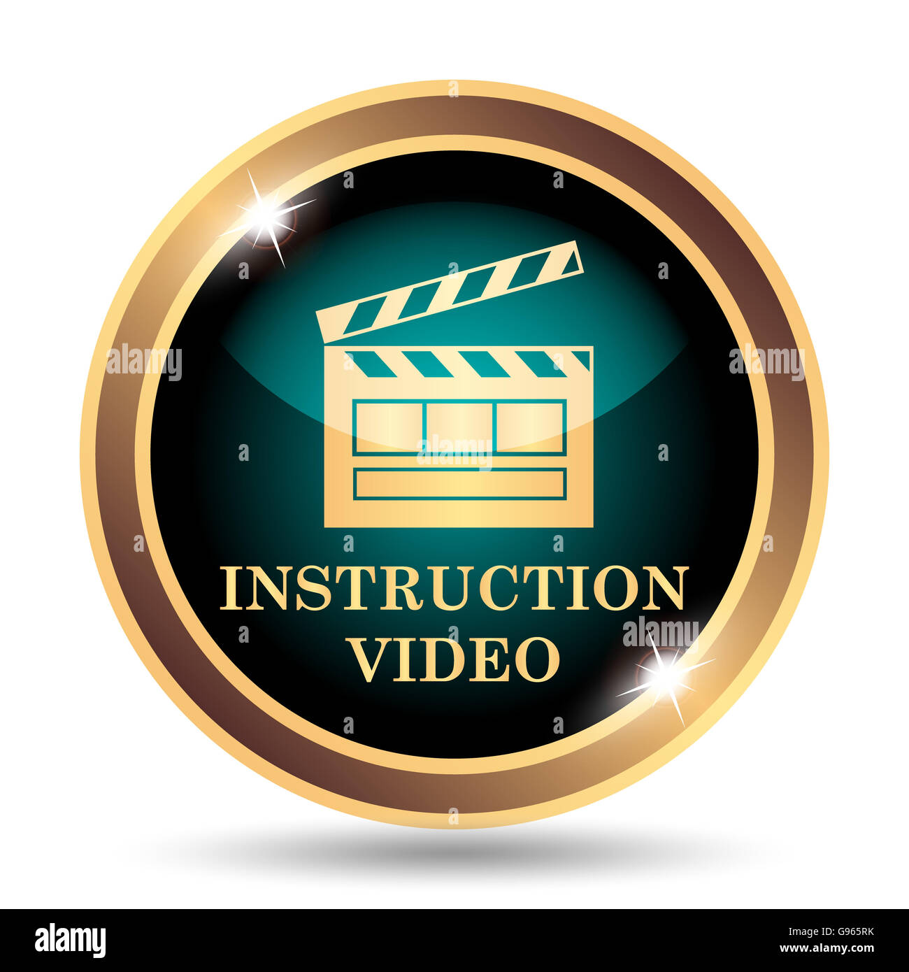 Instruction video icon. Internet button on white background Stock Photo ...