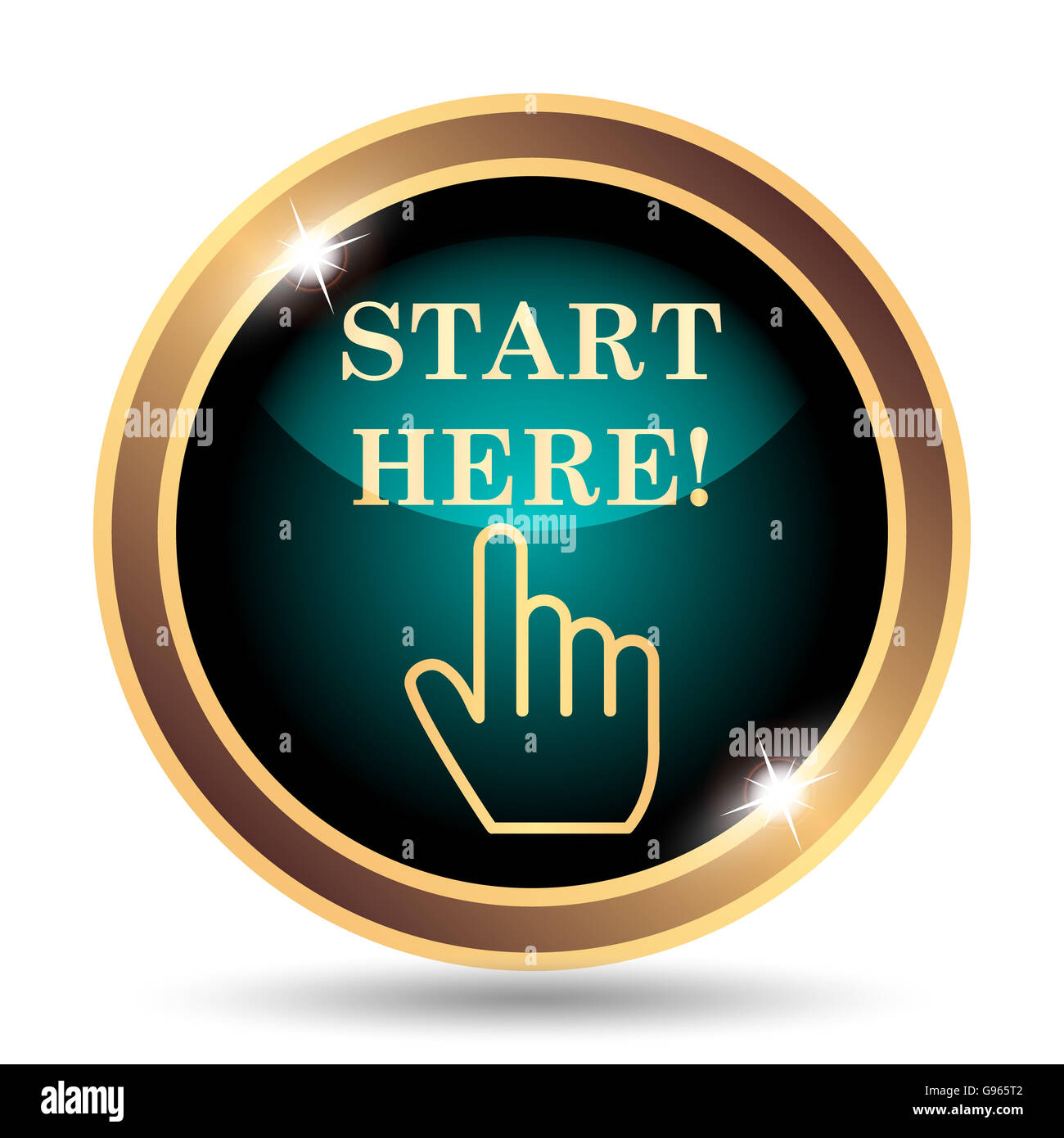 Start here icon. Internet button on white background Stock Photo - Alamy
