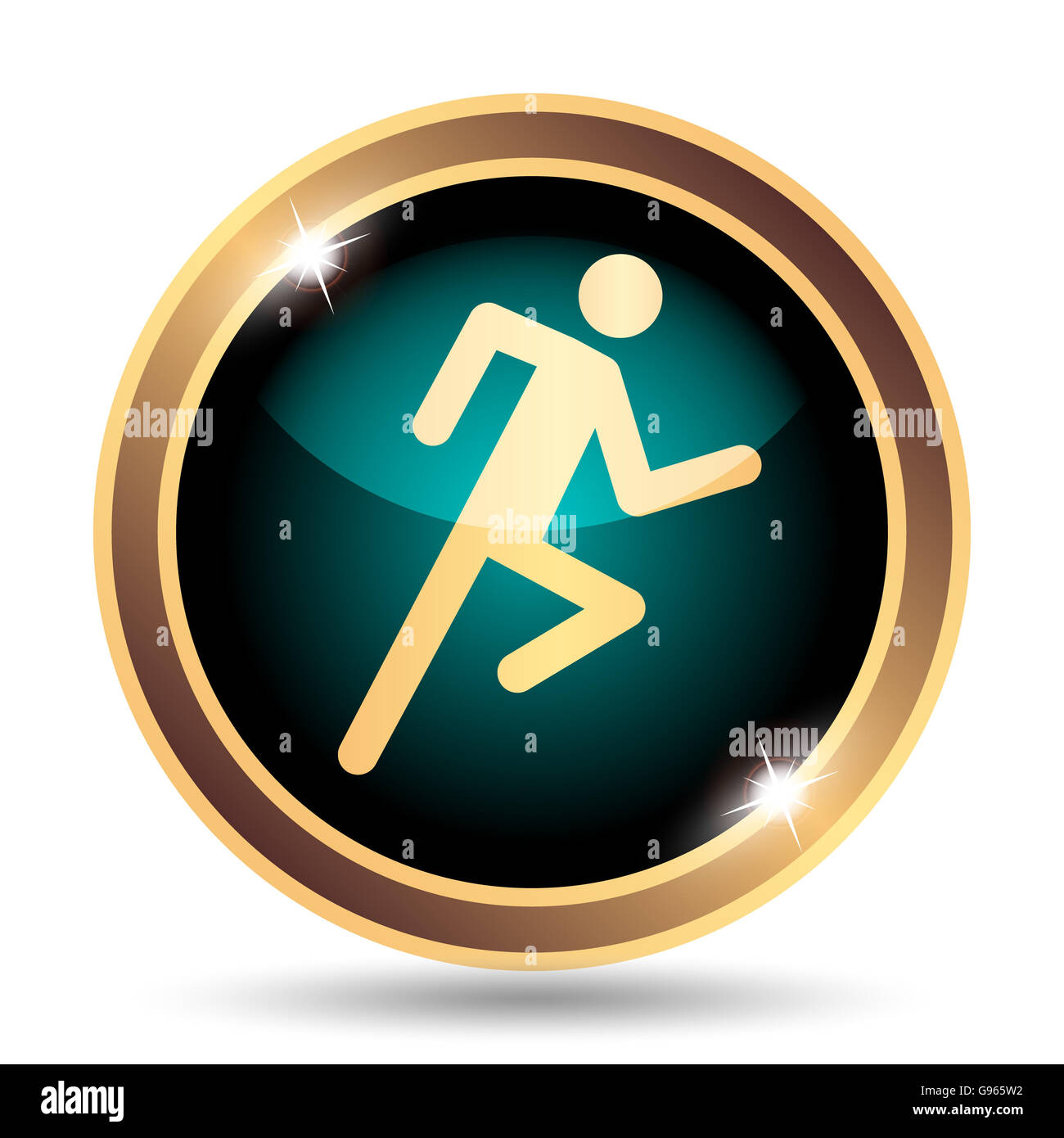 Running man icon. Internet button on white background Stock Photo - Alamy