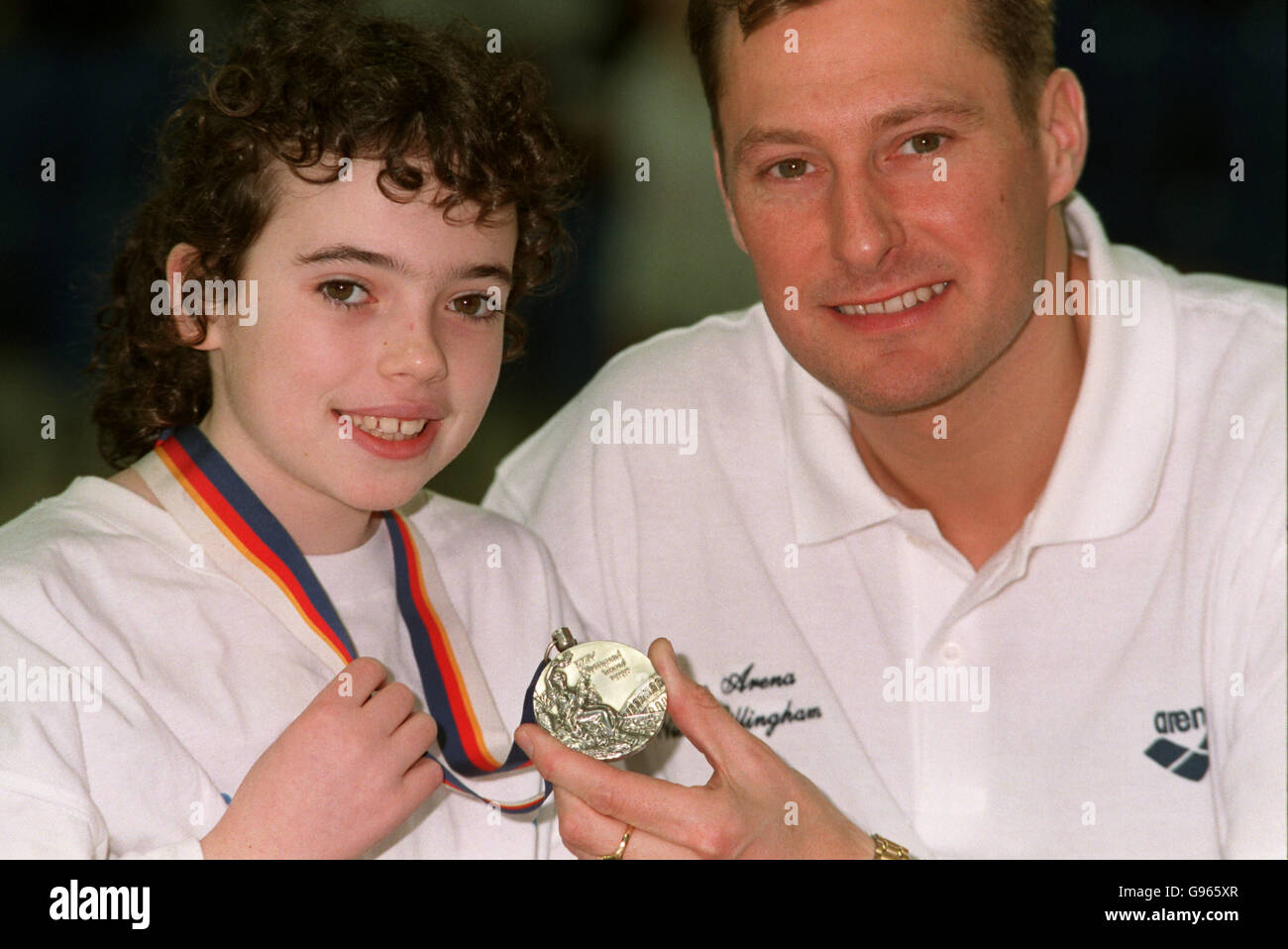 Nick Gilligham lets young Glasgow swimmer Chantal Carr, 9, try his ...