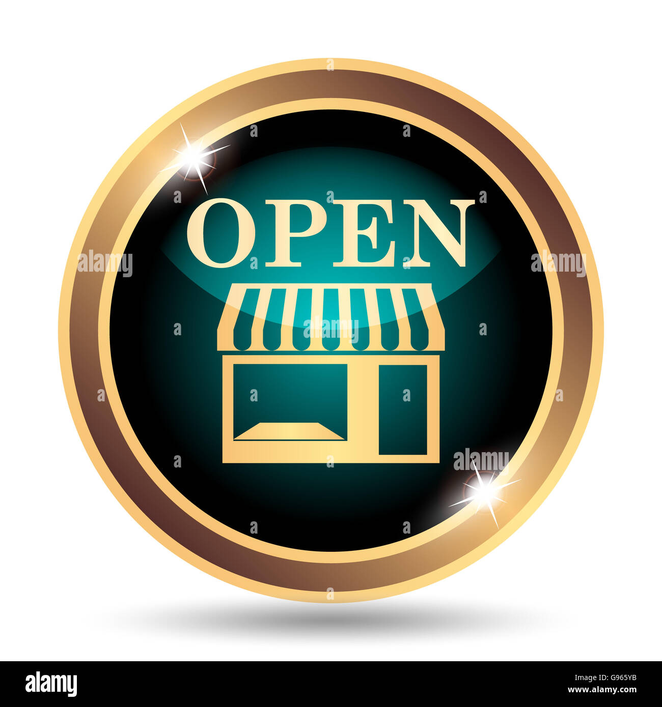 Open store icon. Internet button on white background Stock Photo - Alamy