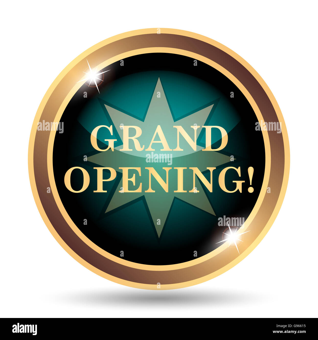 Grand opening icon. Internet button on white background Stock Photo - Alamy
