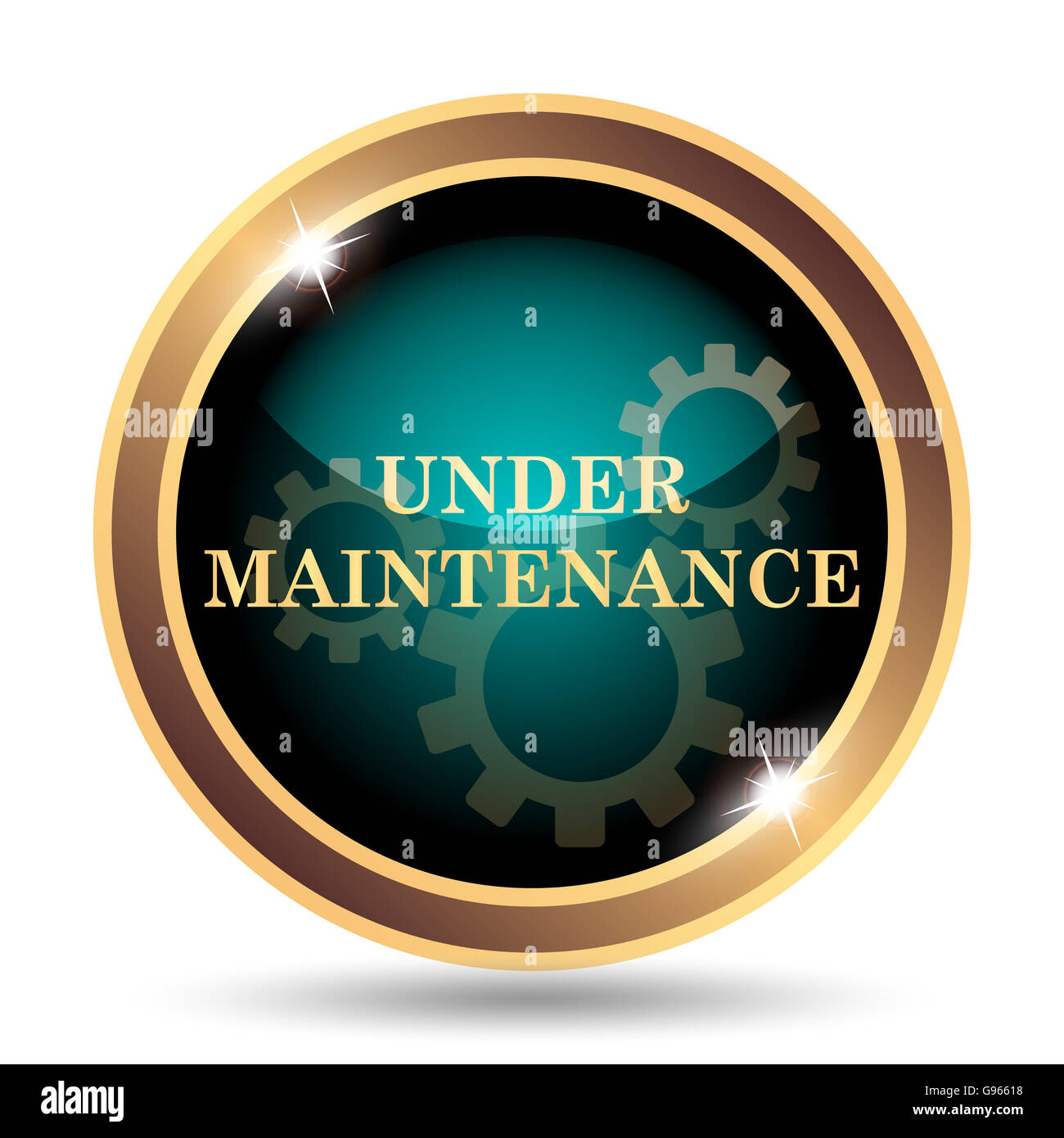 Under maintenance icon. Internet button on white background Stock Photo ...