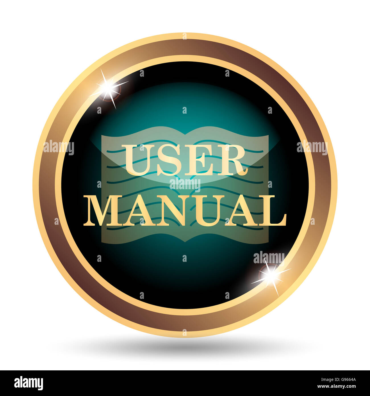 User manual icon. Internet button on white background Stock Photo - Alamy