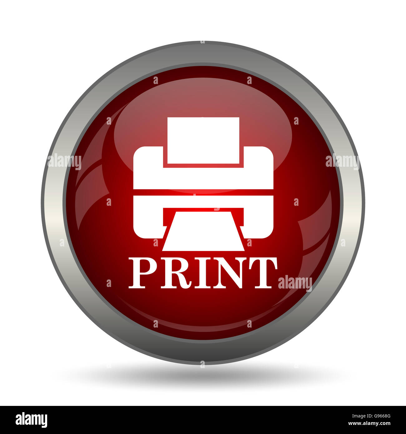 Printer with word PRINT icon. Internet button on white background Stock ...