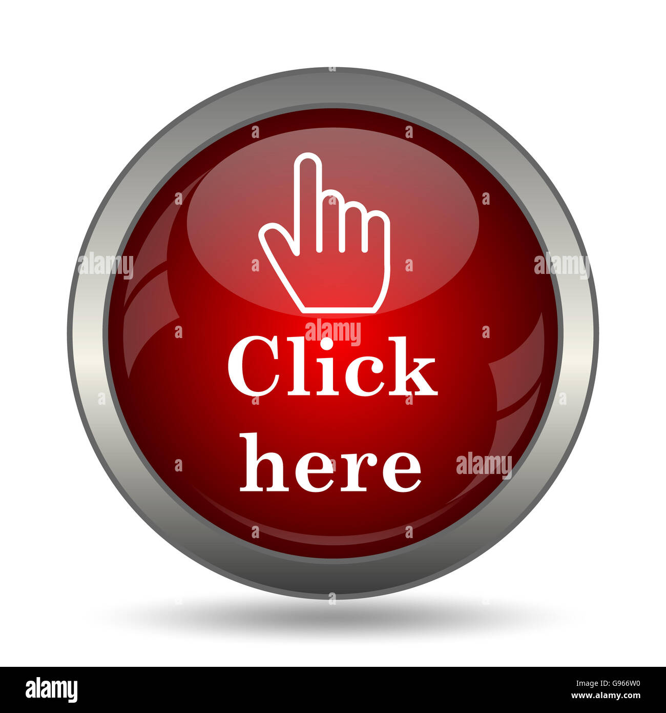 Click here icon. Internet button on white background Stock Photo - Alamy