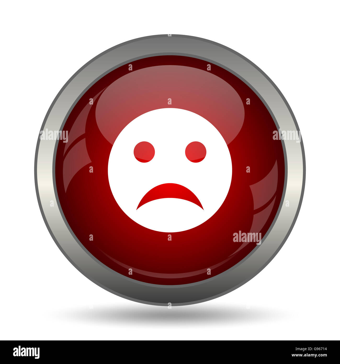 Sad smiley icon. Internet button on white background Stock Photo - Alamy