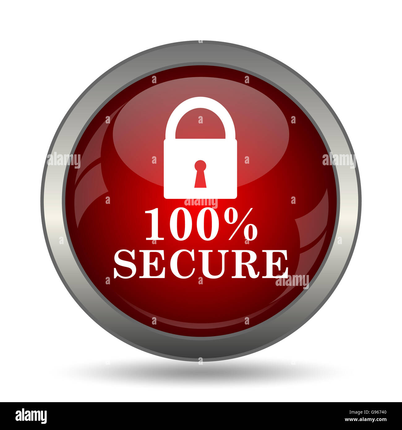 100 percent secure icon. Internet button on white background Stock ...