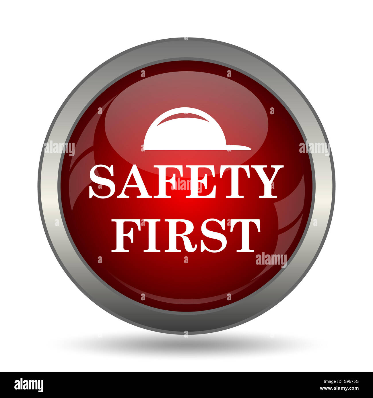 Safety first icon. Internet button on white background Stock Photo - Alamy
