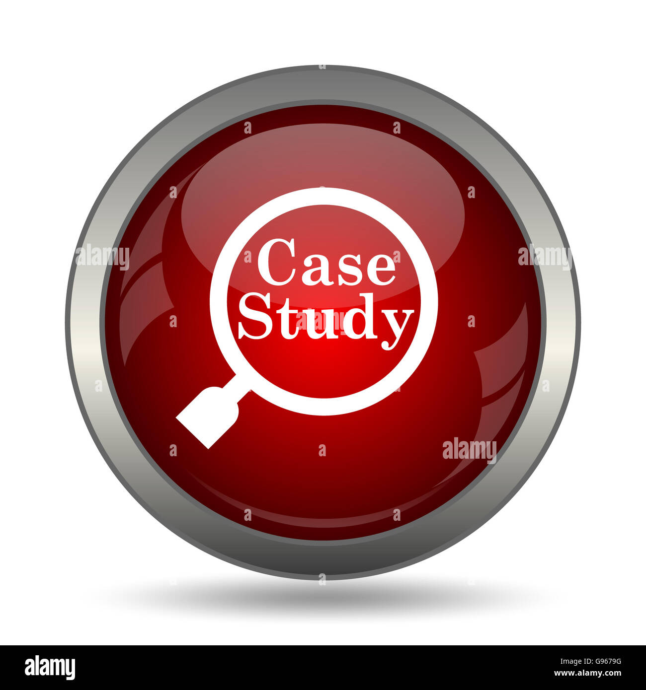 Case study icon. Internet button on white background Stock Photo - Alamy