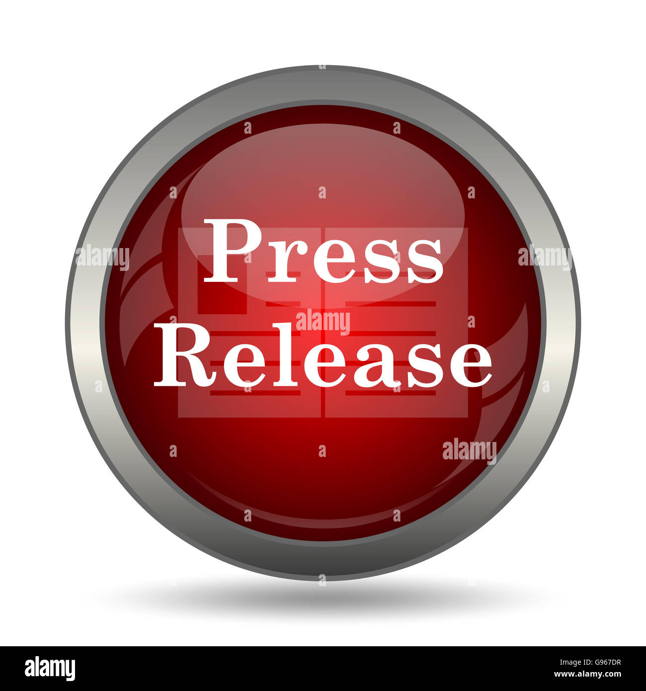 Press release icon. Internet button on white background Stock Photo - Alamy