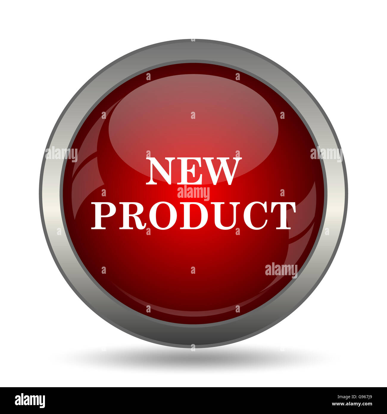 New product icon. Internet button on white background Stock Photo - Alamy